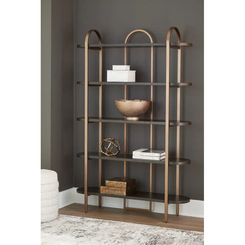 Brentmour Bookcase (Gold Finish) – Ashley Furniture - Brunei